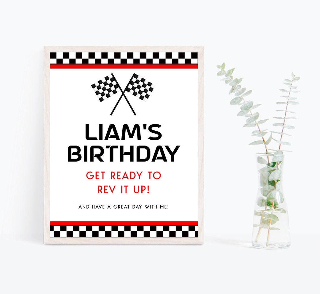 Printable Car Race Party Signs Racing Car Birthday Party Signs X 6 to ...