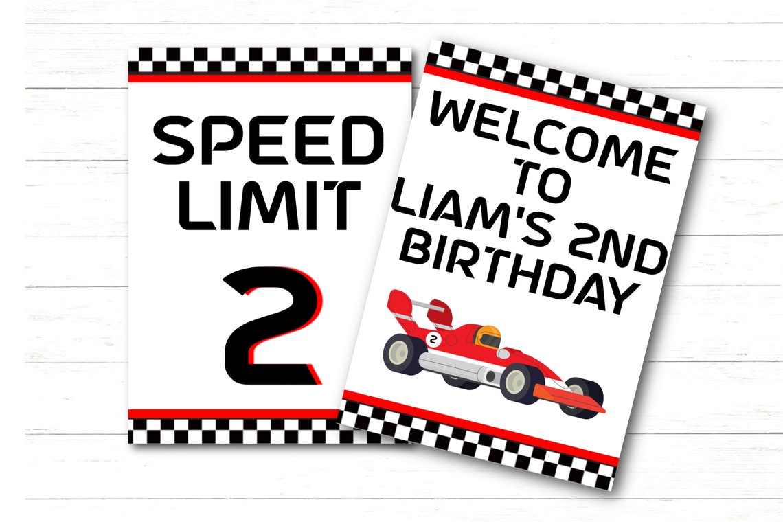 Editable Racing Birthday Signs, Printable Car Race Party Signs X 6 to ...