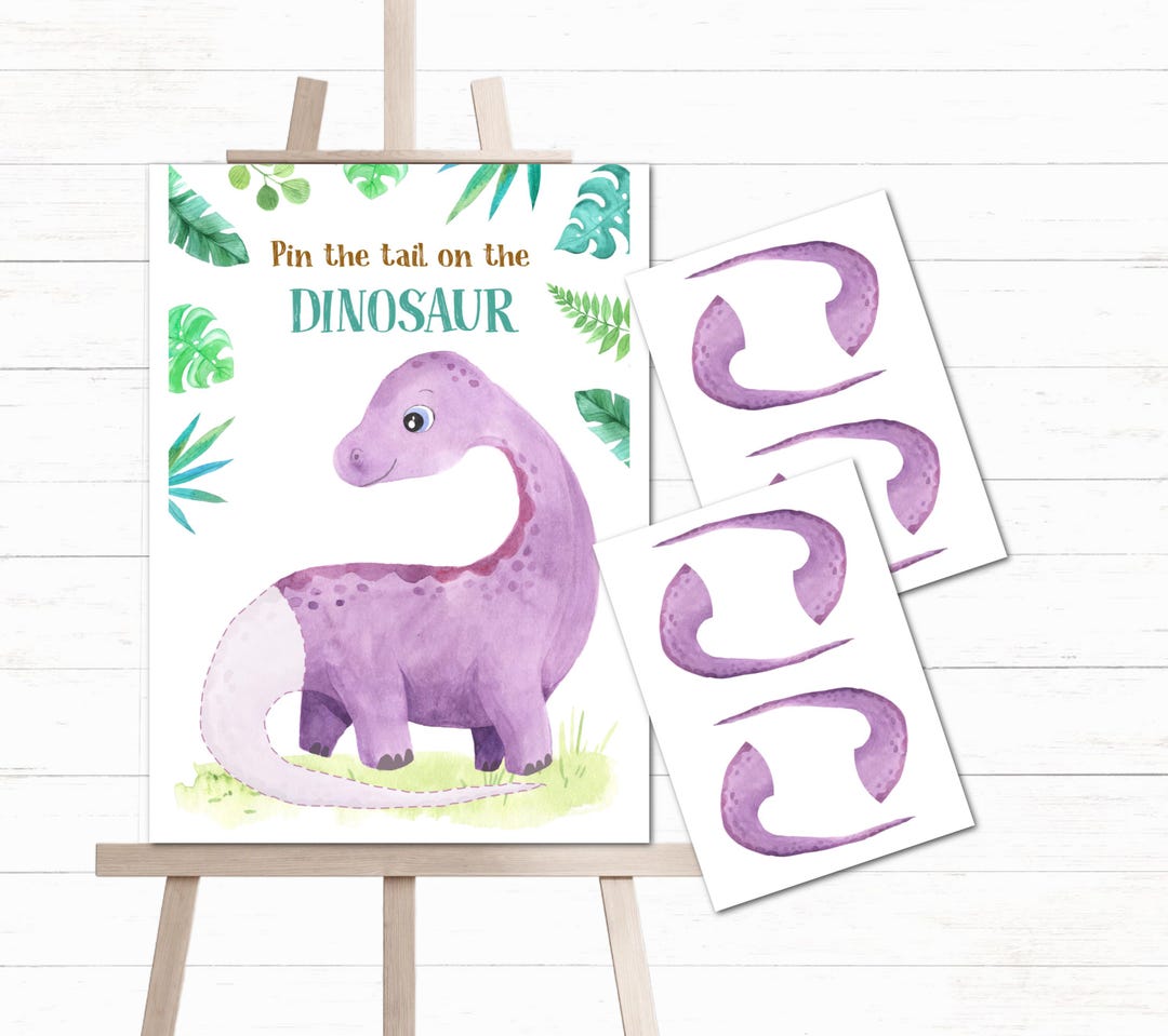 Dinosaur Party Game Pin the Tail on the Dinosaur Printable Game Instant ...