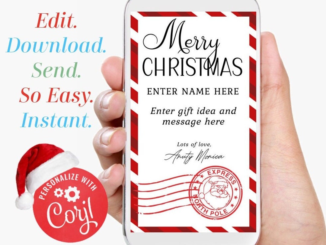 Christmas Gift Message Template Christmas Voucher Template Phone ...