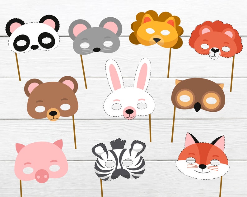 Printable Party Props. Animal Photo Booth Props, Animal Printable Props ...