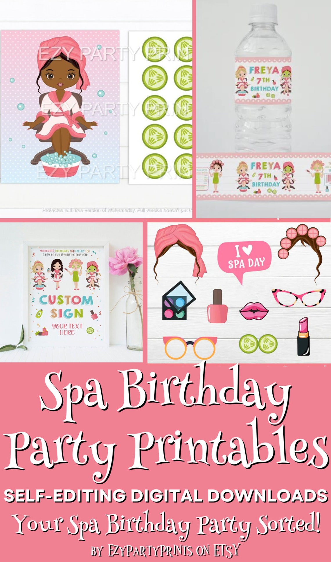 Spa Party Props. Spa Beauty Photo Booth Props Spa Party Printable Over ...