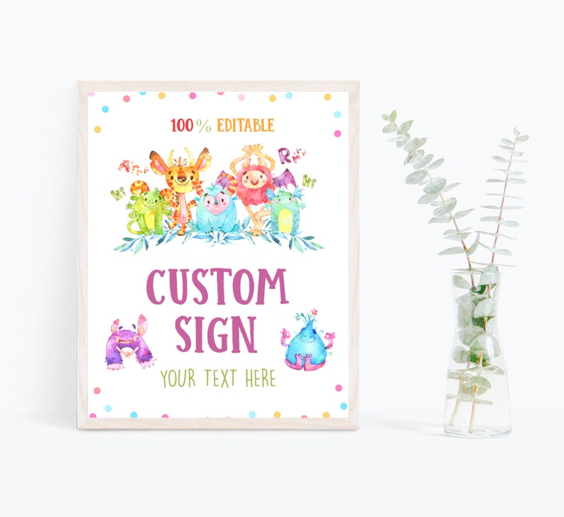 Editable Little Monsters Birthday Custom Signs Monster Party Signs ...