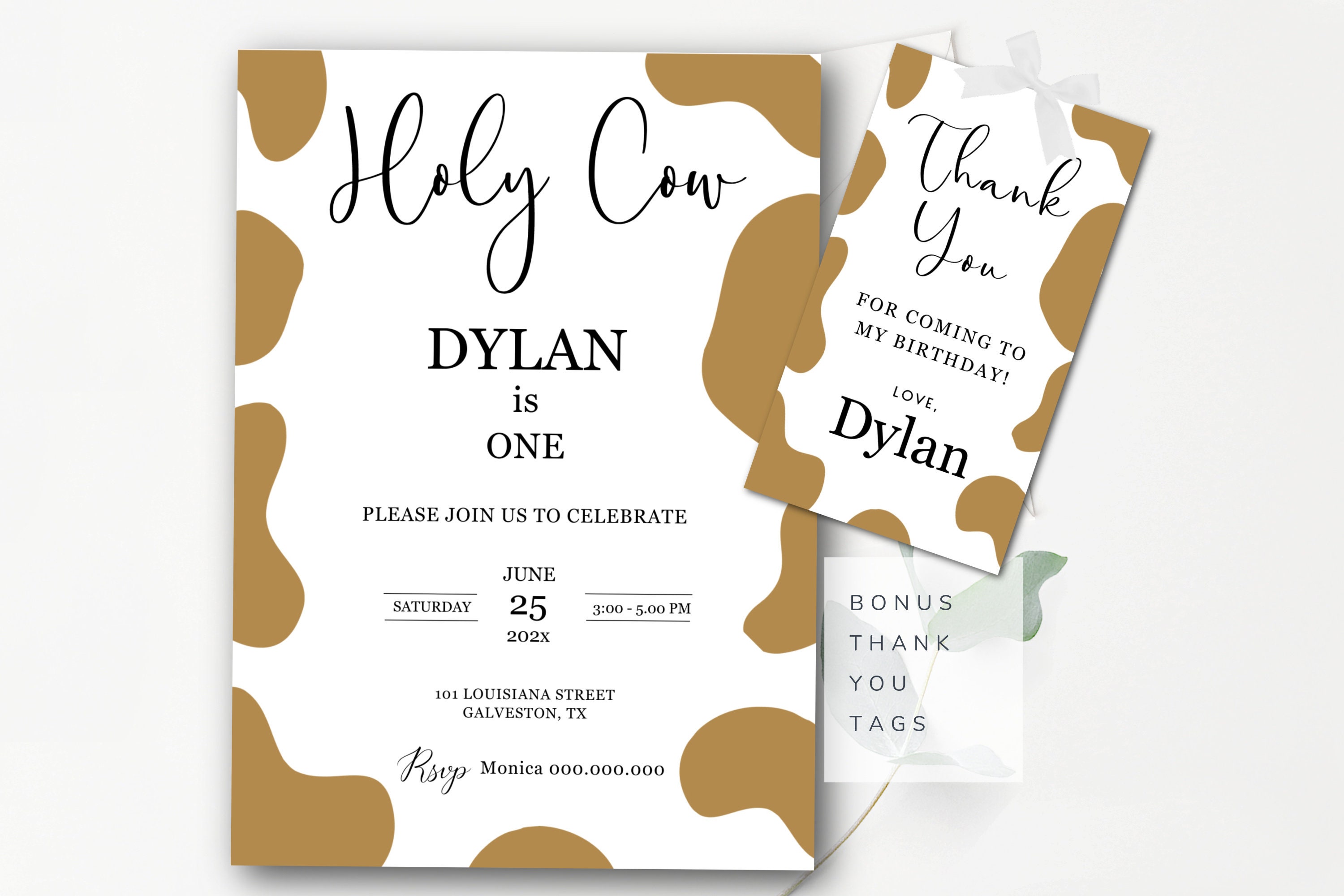 Editable Cow Birthday Welcome Sign Template Minimalist Cow Print ...