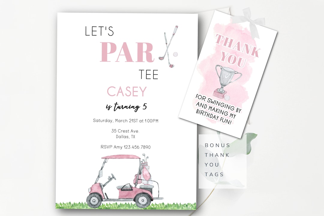 Golf First Birthday Invitation Girls Golf Party Invitation Golfing Girl ...