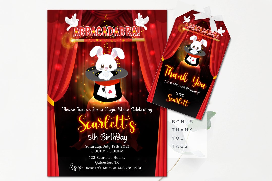 Magic Show Invitation Magic Birthday Party Abracadabra Invitation Magic ...