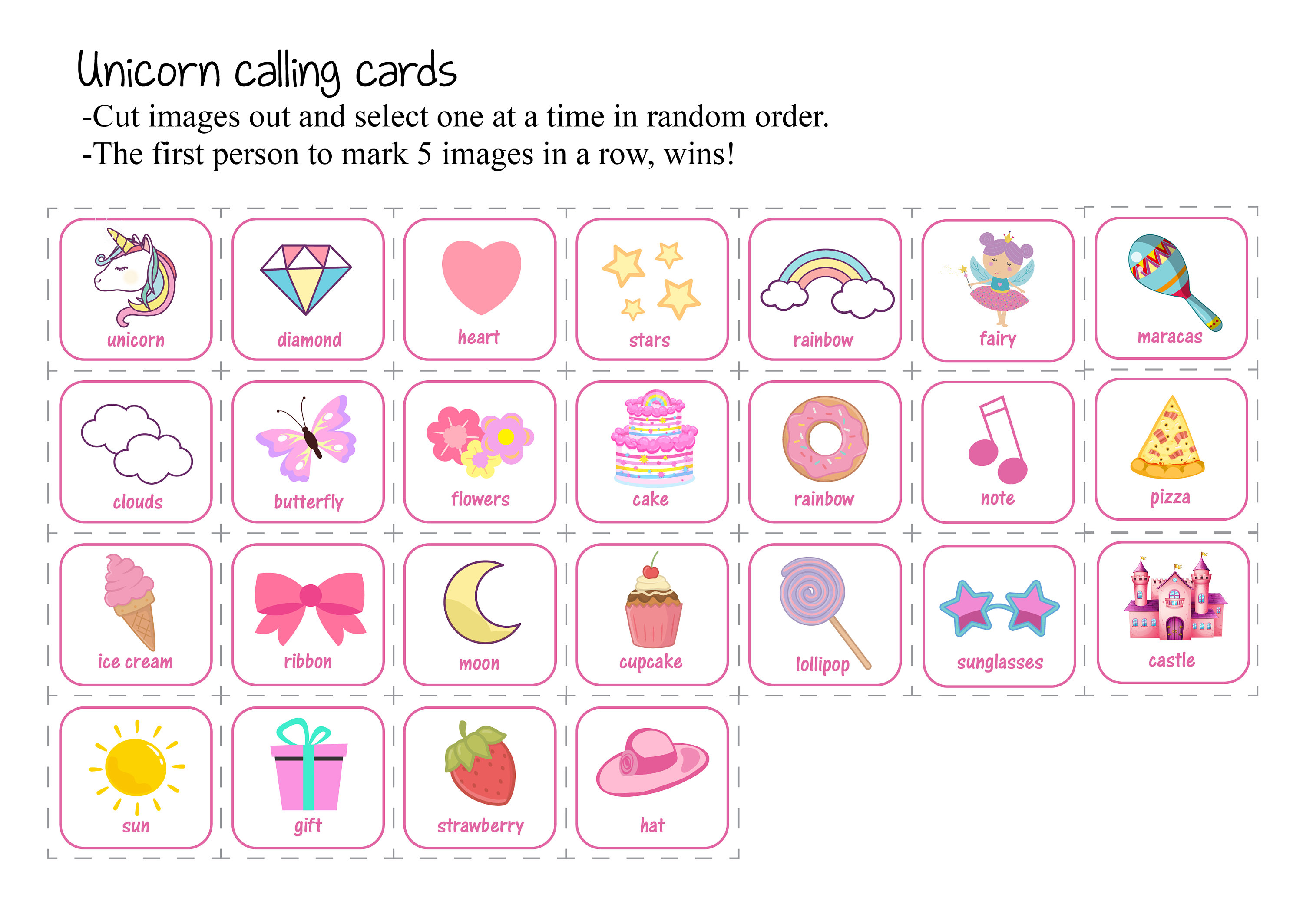 Unicorn BINGO Game Unicorn BINGO Printable Bingo Game - Etsy Australia