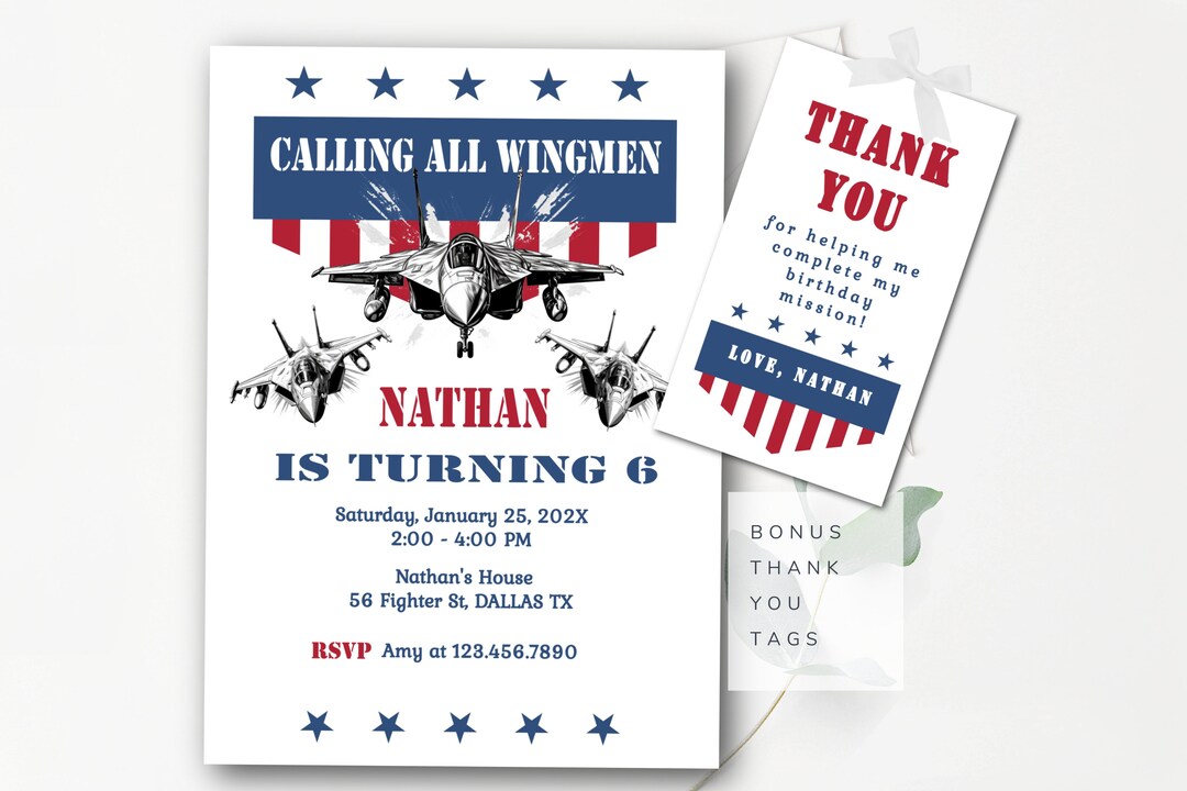 Editable Jet Fighter Invitation Fighter Pilot Birthday Invitation ...