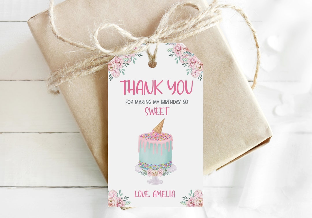 Ice Cream Birthday Party Gift Tags Ice Cream Party Thank You Tags ...