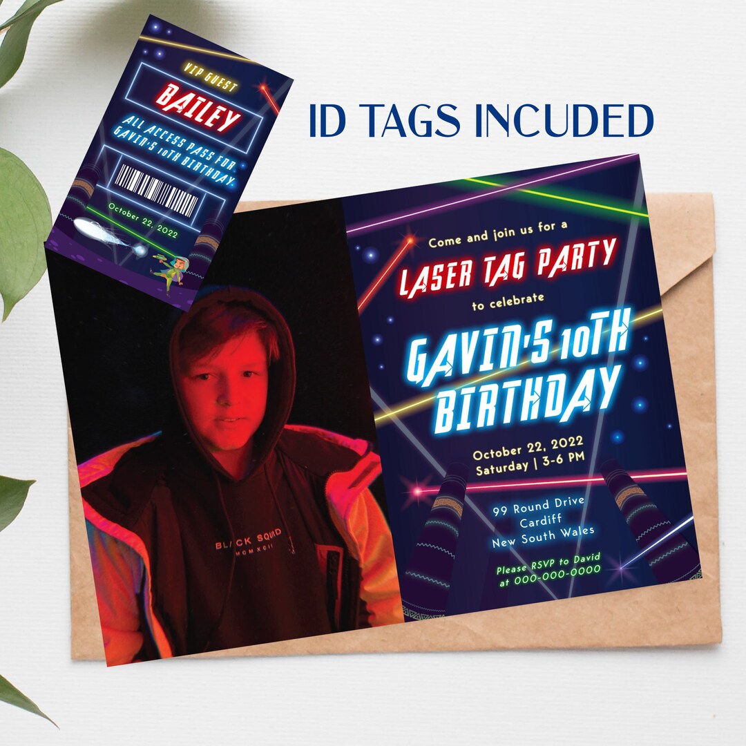 Editable Laser Tag Invitation and ID Tags to Edit Download - Etsy