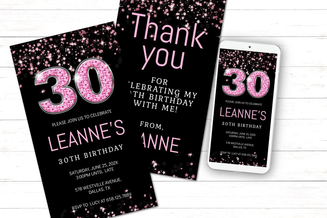 30th Birthday Invitation for Woman Editable Surprise Party Invitation ...