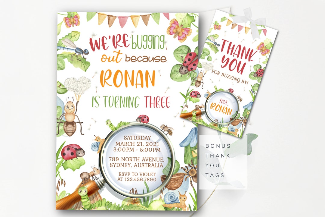 Editable Bugs Birthday Invitation to Personalize and Print Bugs ...