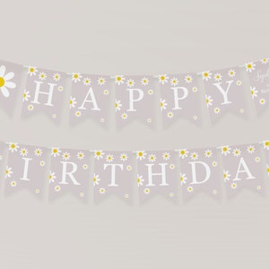 Editable Daisy Birthday Banner for Instant Editing and Printing, Daisy ...