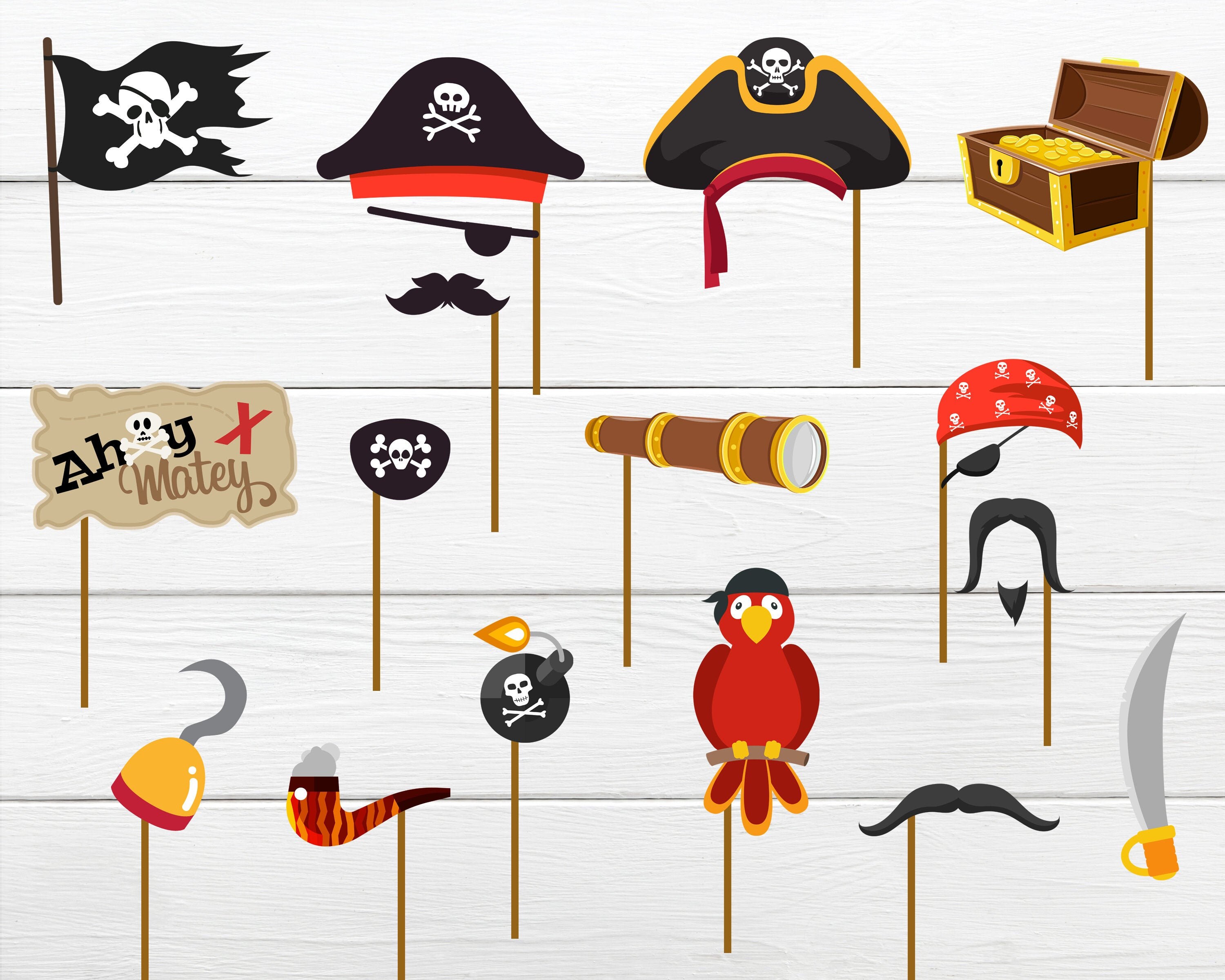 Pirate PARTY PROPS. Pirate Photo Booth Props for Instant - Etsy UK