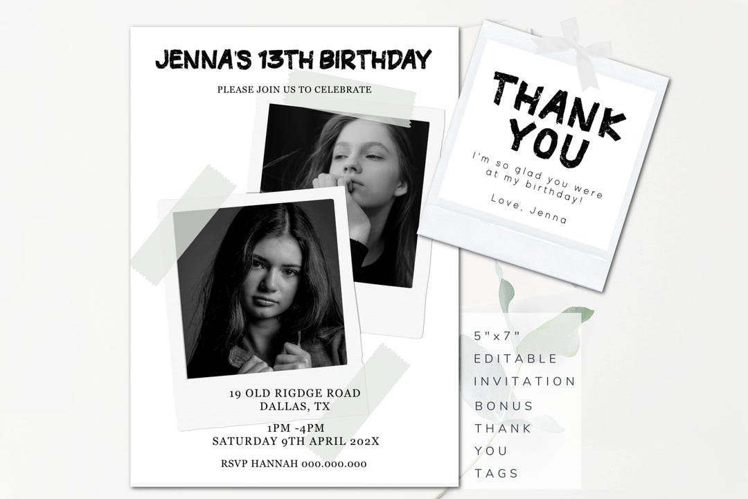 Polaroid Picture Birthday Invitation Editable Template Polaroid ...