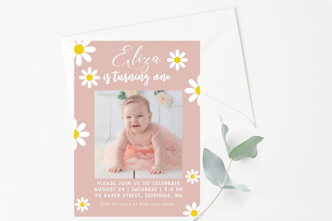 Daisy Photo Invitation Editable Photo Daisy Birthday Daisy Invitation ...