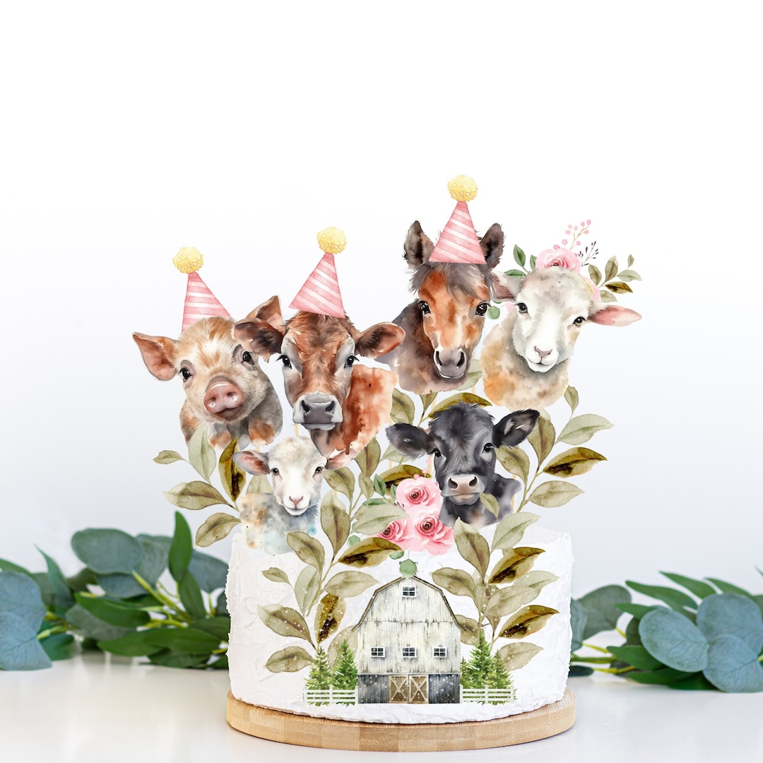 Printable Farm Birthday Cake Topper Instant 14 Farm Cake Topper Girl ...
