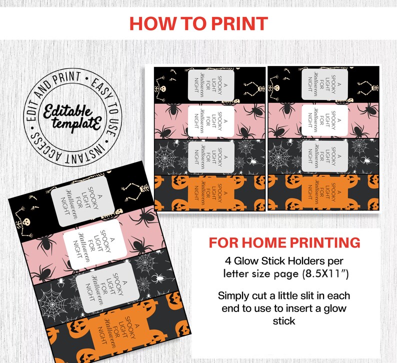 Halloween Glow Stick Tag Printable Holder Glow Stick Halloween Treat ...
