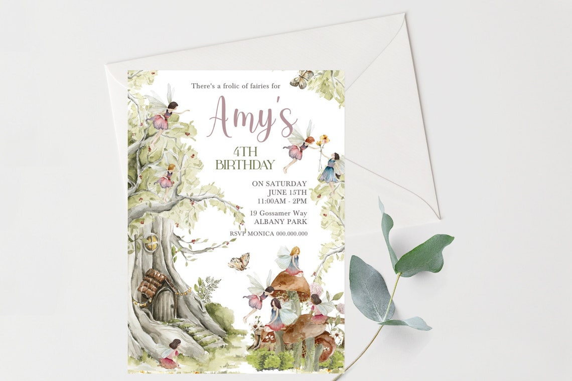 Editable Fairy Invitation Editable Fairies Invitation Woodland Fairies ...