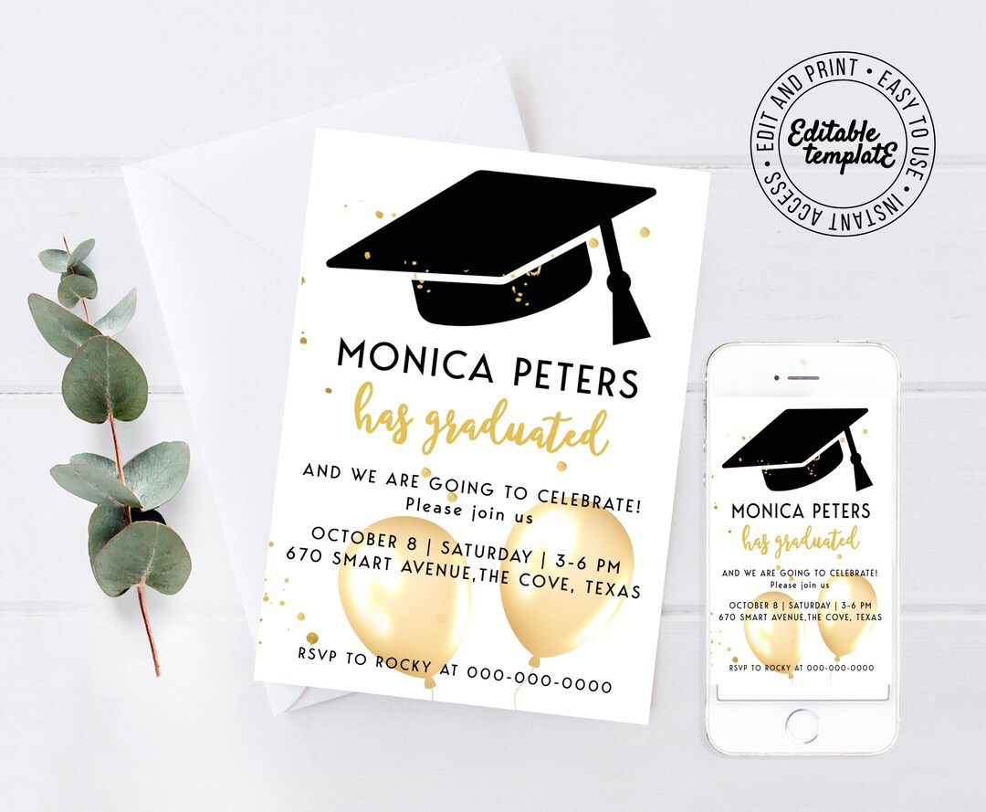 Editable Graduation Party Invitation Template for Your Graduation Party ...