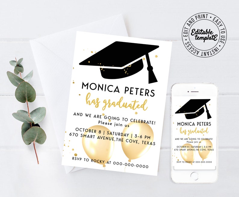 Editable Graduation Party Invitation Template for Your - Etsy