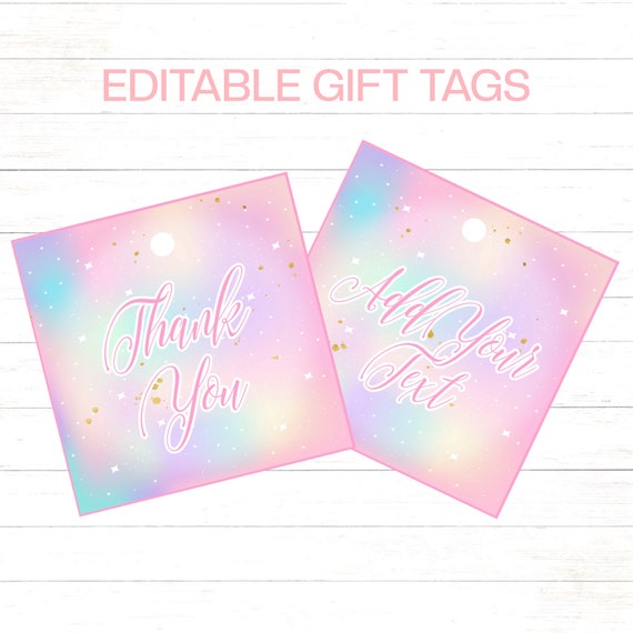 EDITABLE Rainbow pastel gift tags, Edit in Corjl. Pastel Favor cards ...