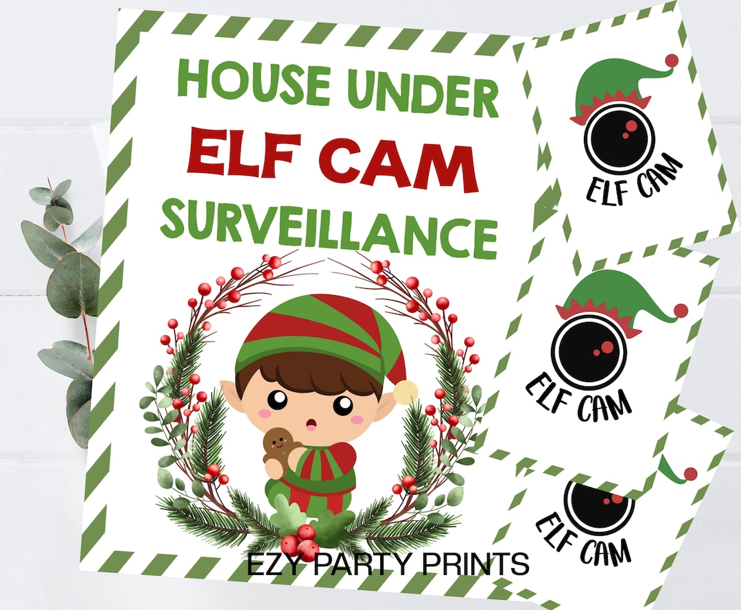 Elf Cam Surveillance Sign Christmas Elf Cam Sign Santa's Elf Signage to ...