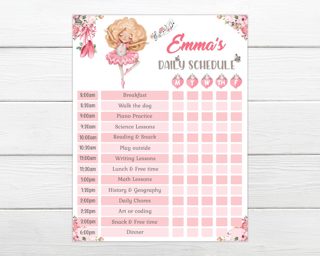 Home Routine Chart, Daily Schedule Chart Instant Print Home School ...