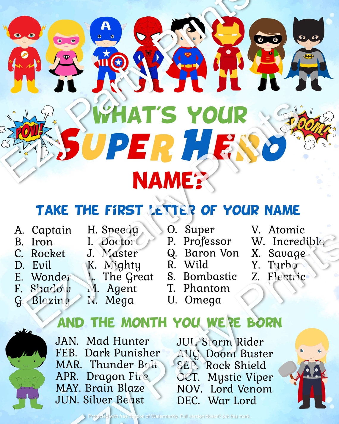 Whats Your Name Game INSTANT DOWNLOAD Instant Printable Party - Etsy