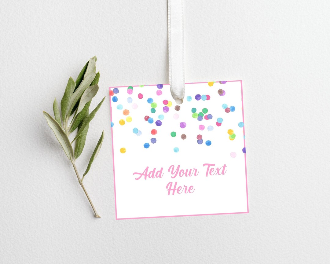 Editable Confetti Rainbow Gift Tags Rainbow Favor Cards Editable Thank ...