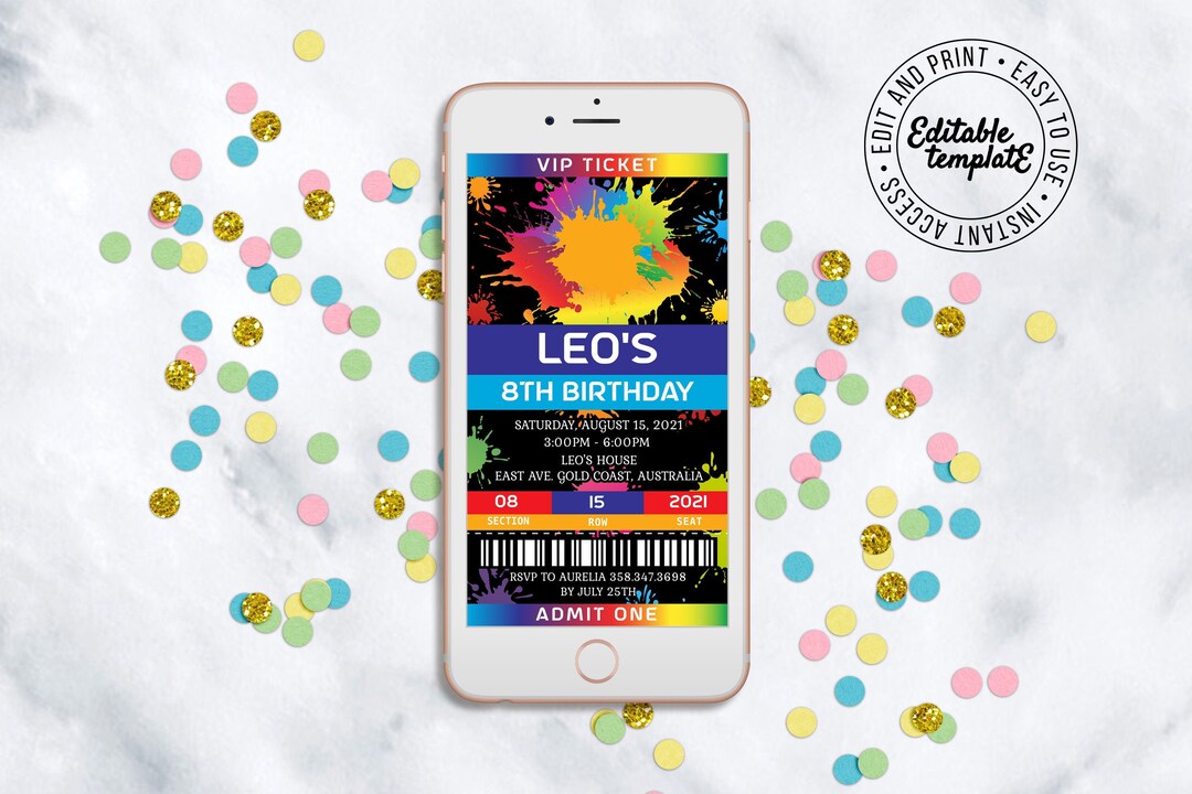 Paintball Text Invitation That You Can Personalise Download Instantly ...