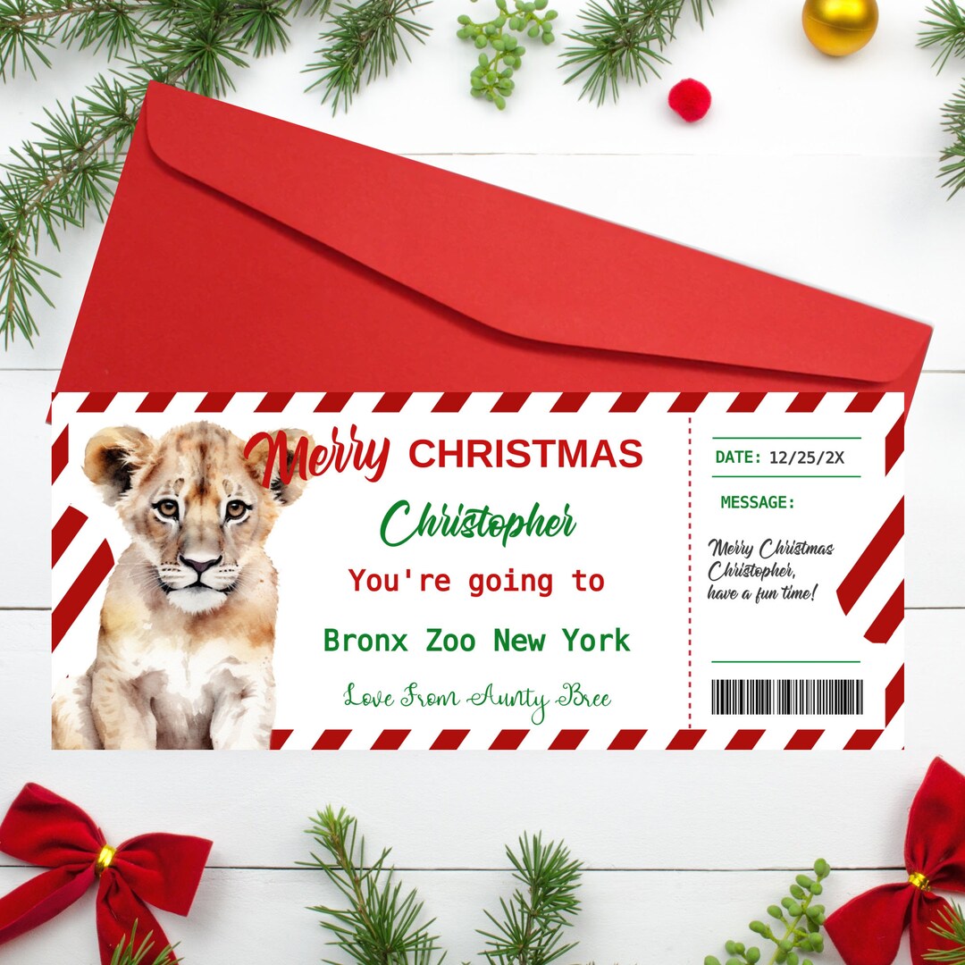 Zoo Christmas Gift Voucher Template Christmas Zoo Gift Coupon Animal ...