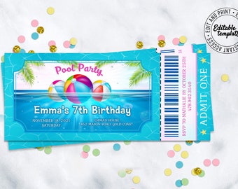 Pool Party Ticket | Etsy