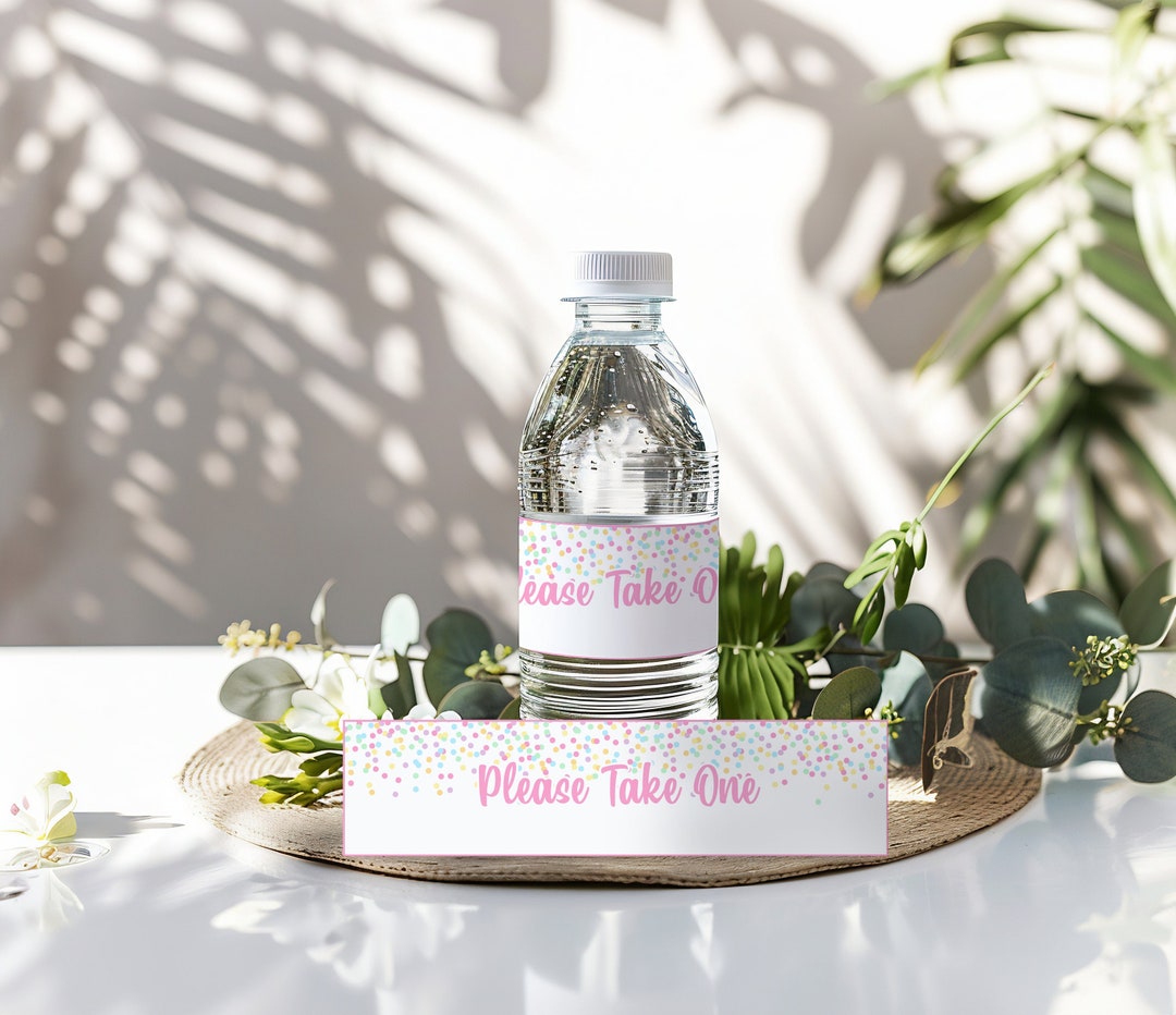 Pastel Water Bottle Labels Pastel Confetti Bottle Labels Editable ...