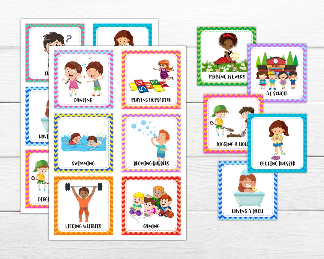 Charades Game for Kids Dramatic Play Printable Action Movement Play ...