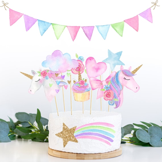 Rainbow Unicorn Birthday Party Unicorn birthday centerpiece for instant ...