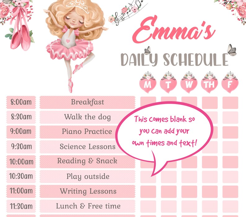 HOME ROUTINE CHART Daily Schedule Chart Instant Print Home | Etsy