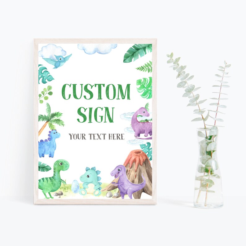 Editable Dinosaur Party Sign, Dinosaur Birthday Custom Signs, Dinosaur ...