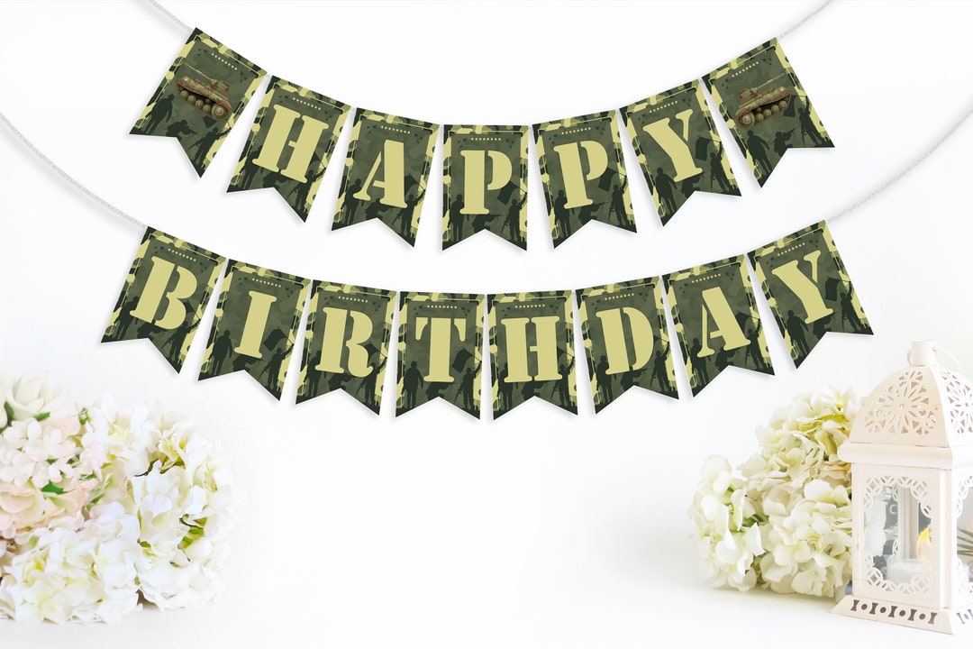 Army Birthday Party Banners Army Party Decor Military Birthday Banner ...