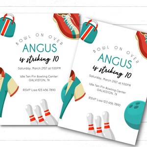 Editable Bowling Birthday Party Invitation Ten Pin Bowling Birthday ...