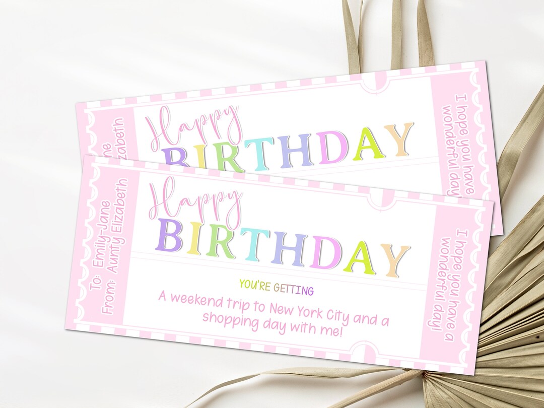 Happy Birthday Gift Voucher Template Printable Birthday Custom Gift ...