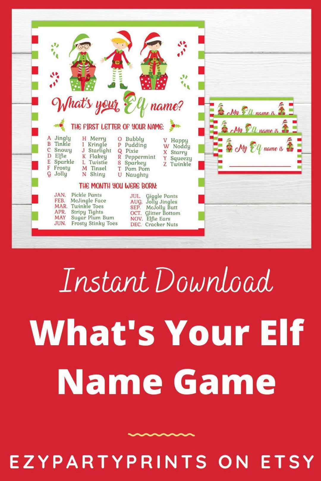 Christmas Game Whats Your Elf Name Game INSTANT DOWNLOAD Instant ...