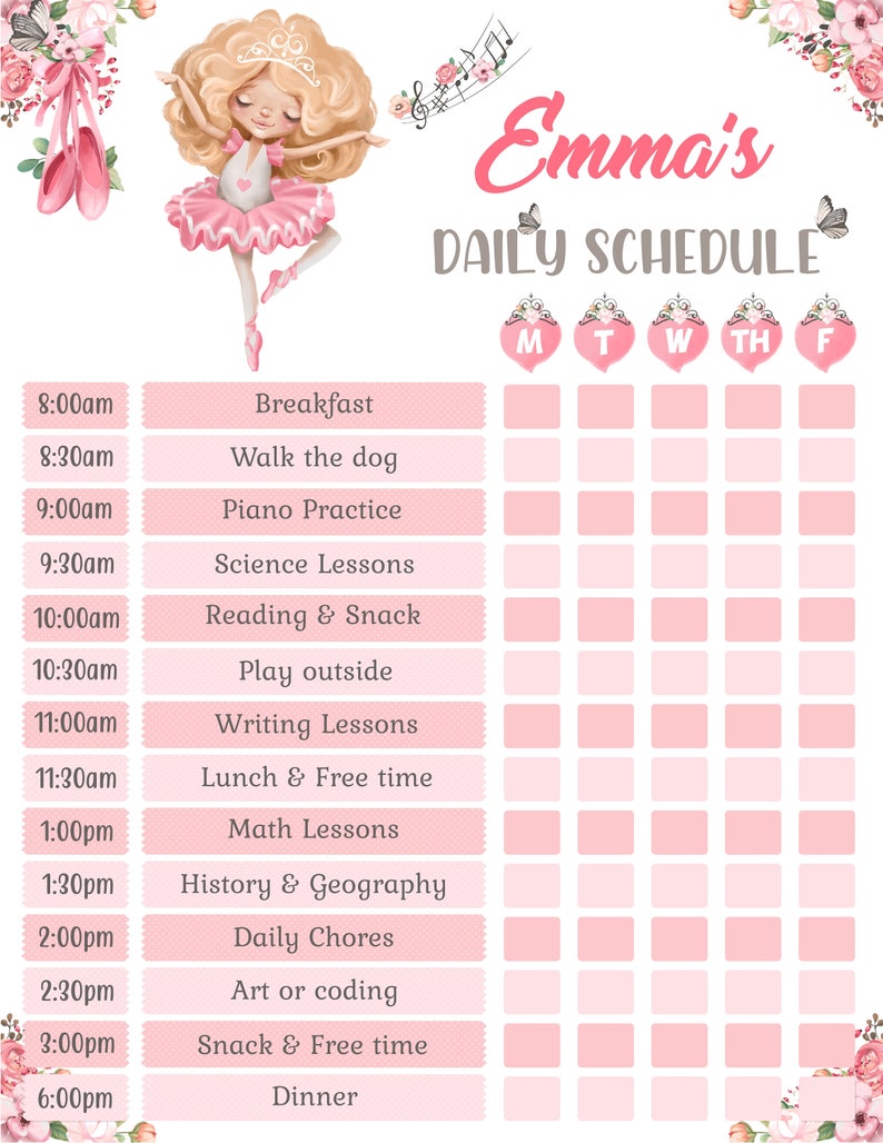 HOME ROUTINE CHART Daily Schedule Chart Instant Print Home - Etsy