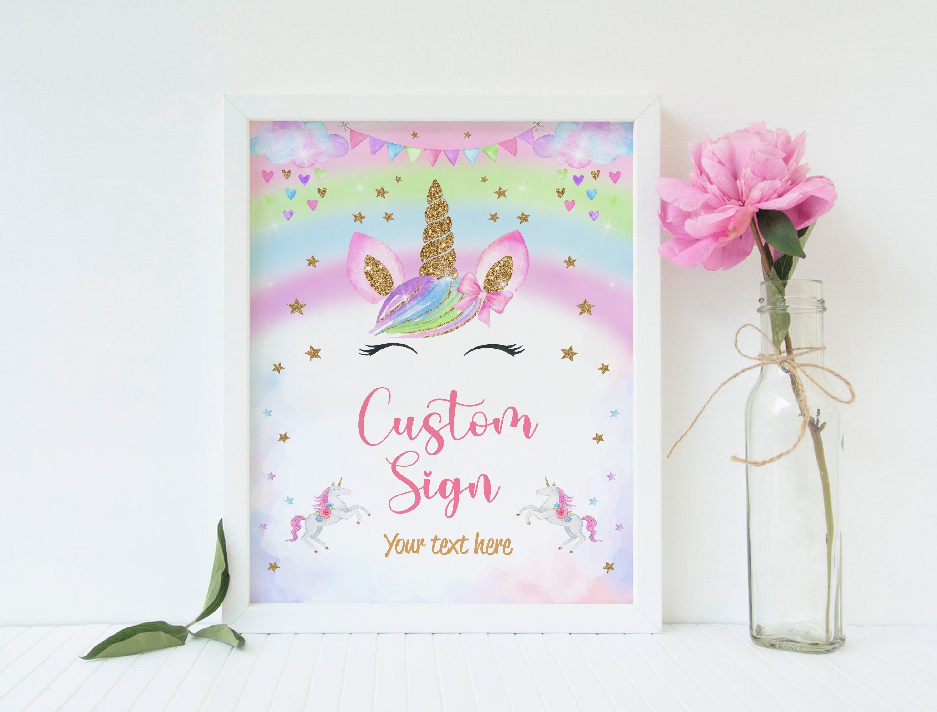 UNICORN Birthday Party Signs Unicorn Signs Editable Custom - Etsy