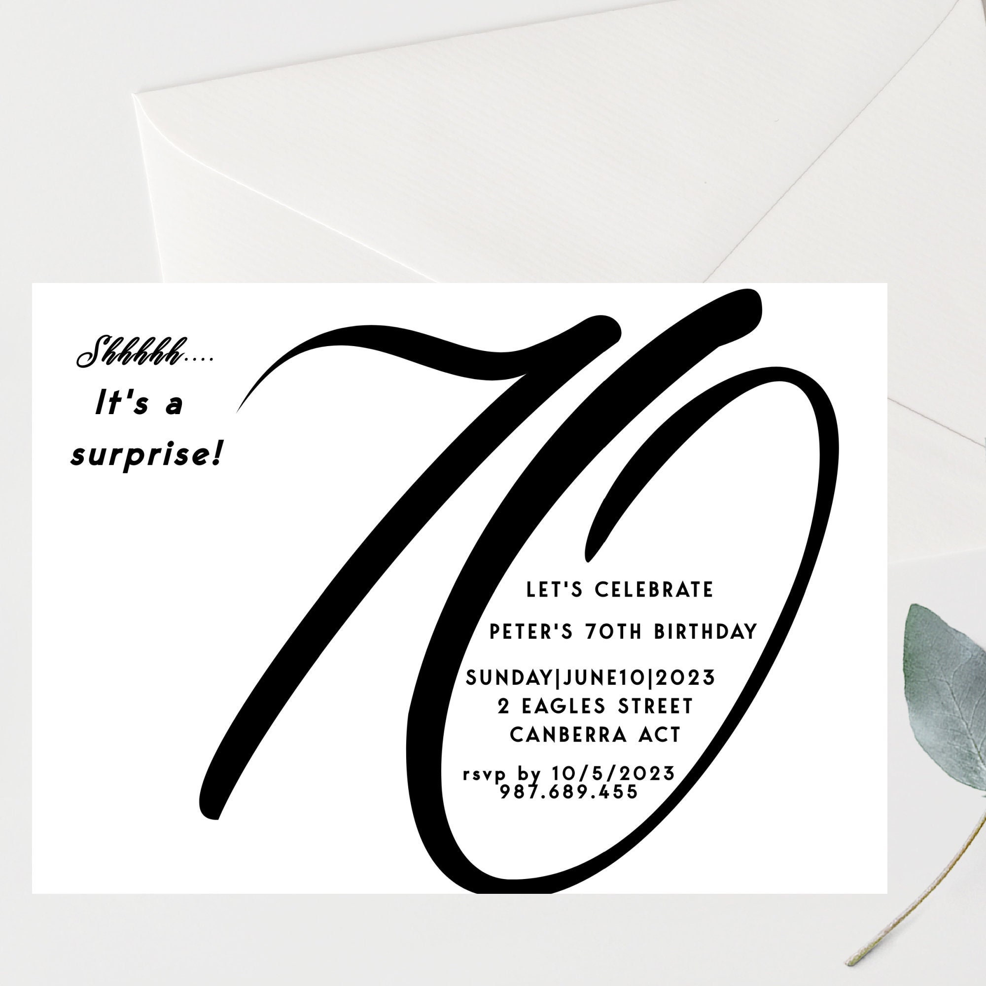 70th Birthday Invitation Template Editable Minimal 70th Etsy