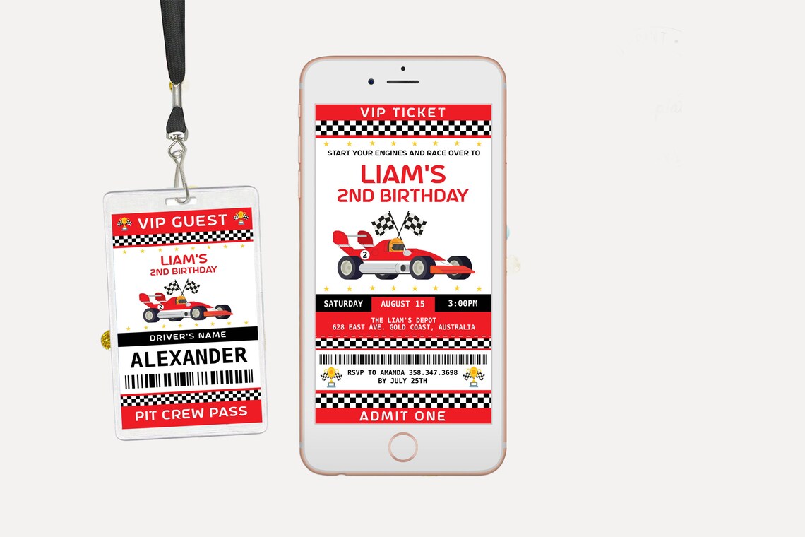 Editable Race Car Racing Invitation Plus Free ID Badges Car Race ...