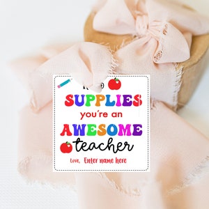 Teacher Appreciation Gift Tags for Instant Editing End of School Favor ...