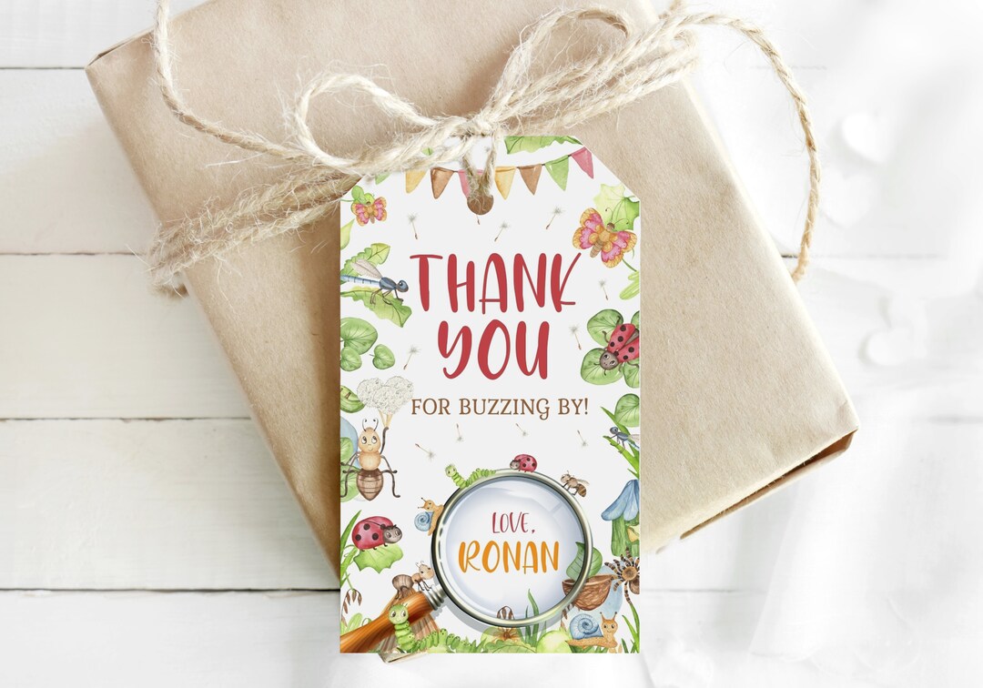 Editable Bugs Party Thank You Cards Favor Cards Gift Bag Tags Editable ...