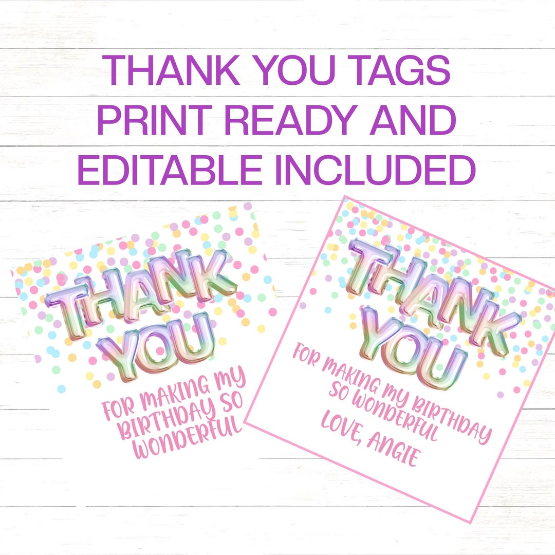 Editable Confetti Pastel Gift Tags Editable in Corjl. Confetti Favor ...