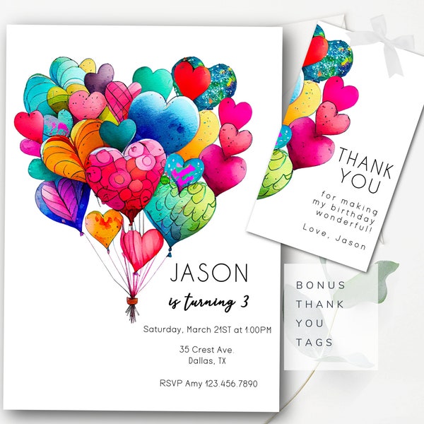 Balloon Invitation - Etsy